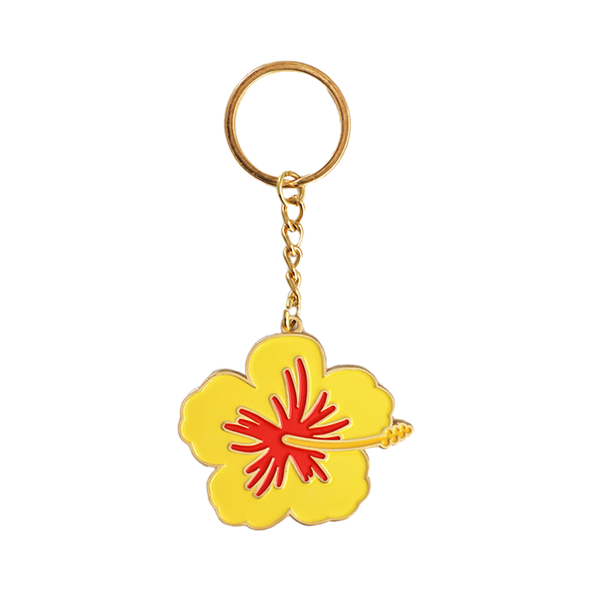 Hibiscus Yellow Enamel Keychain – SoHa Living