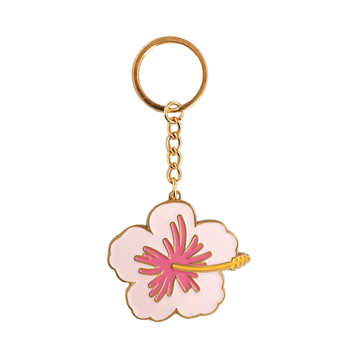 Hibiscus Pink Enamel Keychain – SoHa Living