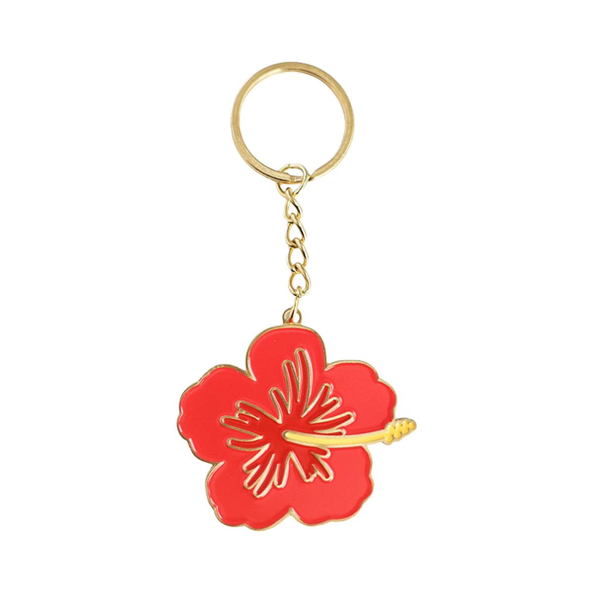 Hibiscus Red Enamel Keychain – SoHa Living