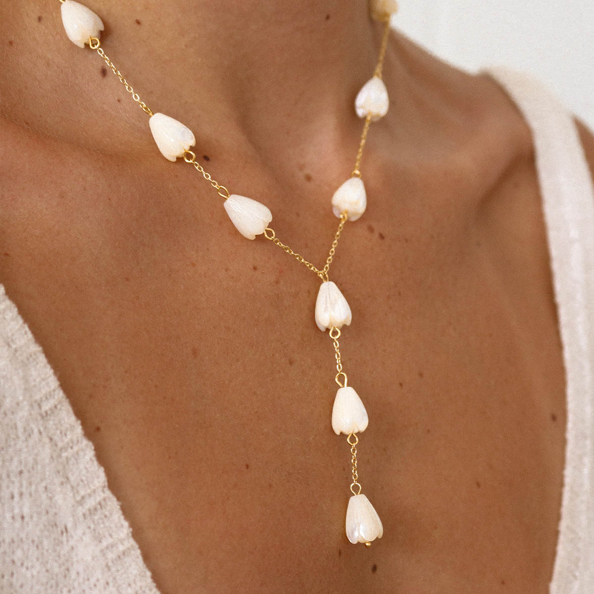 16in Long Drop Necklace, MOP Pikake 9-Piece – SoHa Living