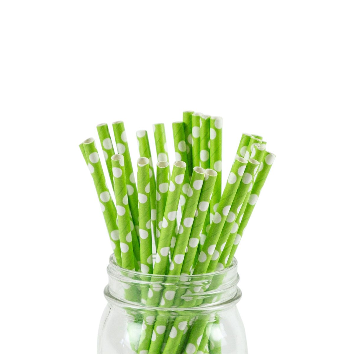*Paper Straw Pack of 25, Light Green with White Mini Dots – SoHa Living