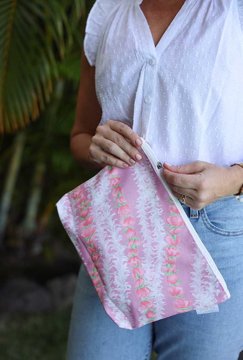 Red Rose Lei Cosmetic Bag, Large – SoHa Living