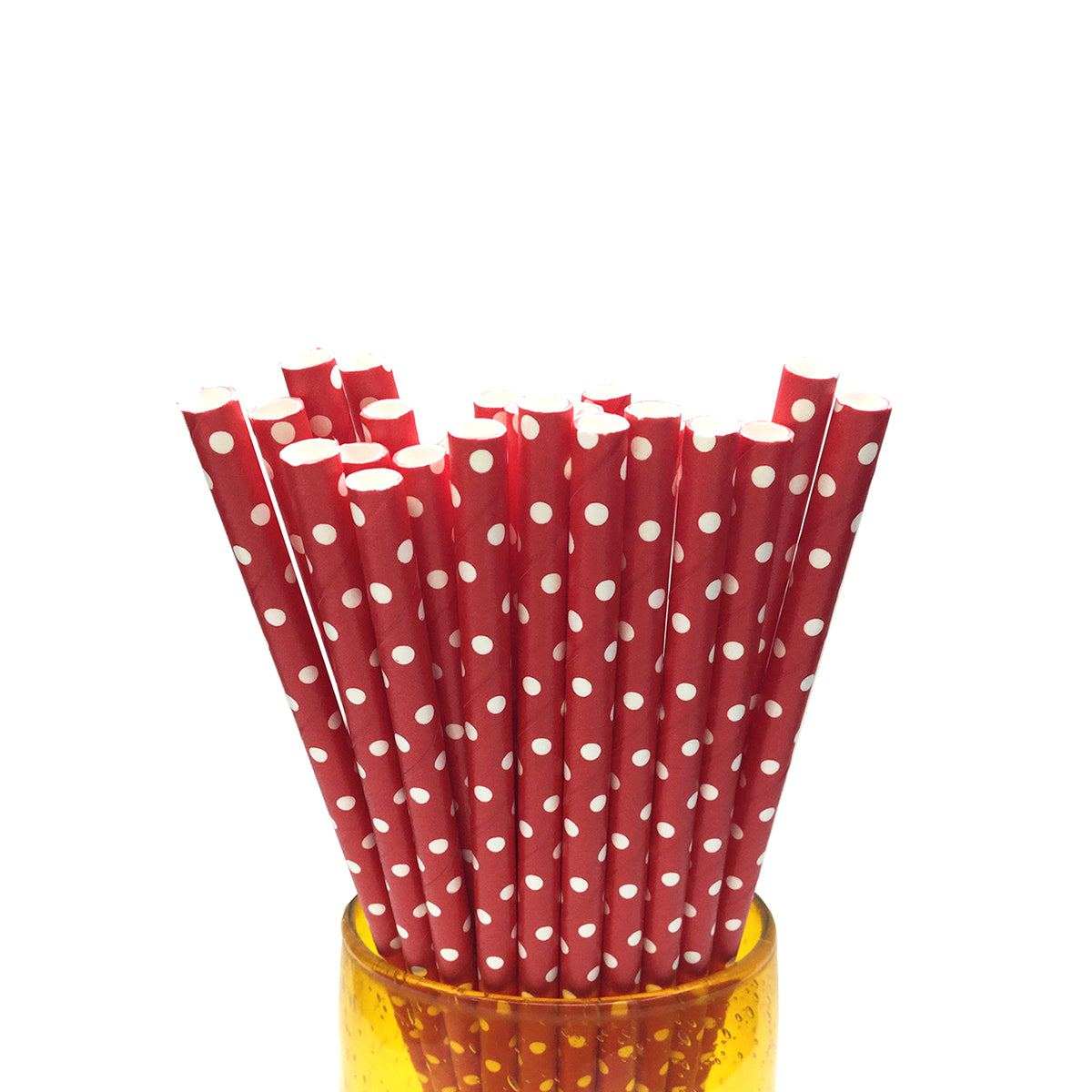 *Paper Straw Pack of 25, Red with White Mini Dots – SoHa Living