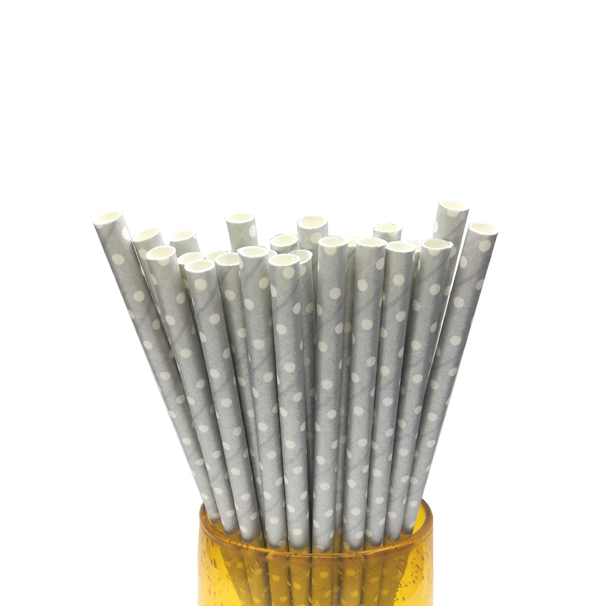 *Paper Straw Pack of 25, Grey with White Mini Dots – SoHa Living