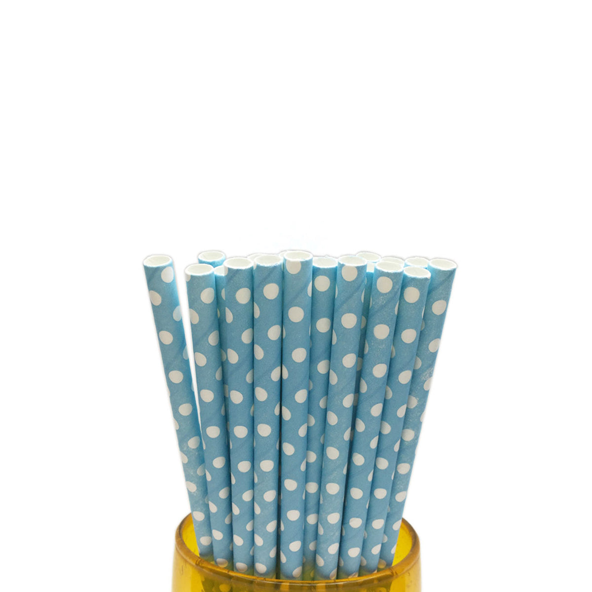 *Paper Straw Pack of 25, Aqua with White Mini Dots – SoHa Living