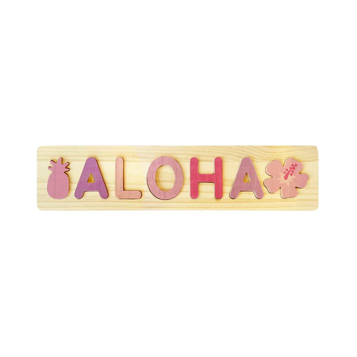 Aloha Wooden Puzzle, Pineapple and Pink Hibiscus – SoHa Living