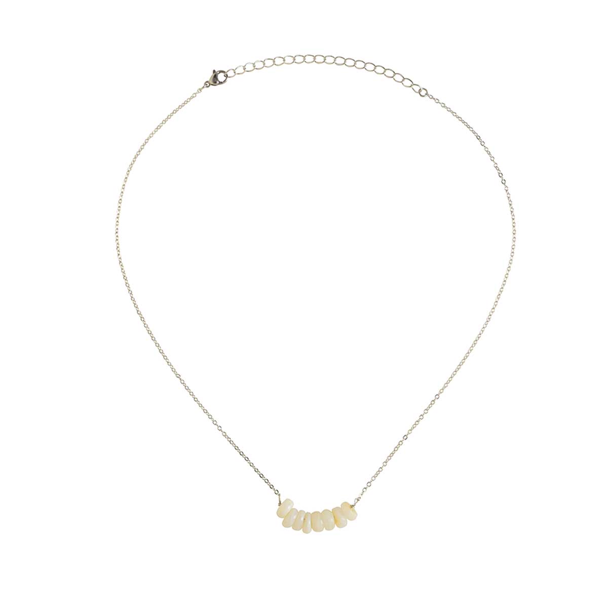 16in Small White Fresh Water Pearl Rod Necklace, Silver – SoHa Living